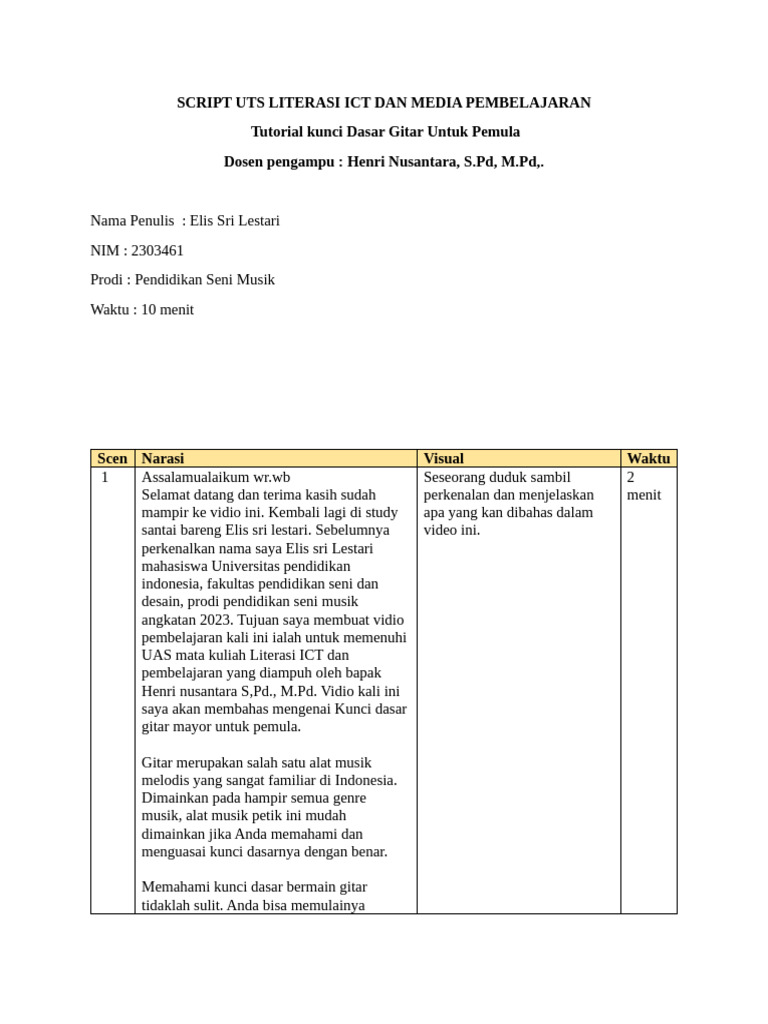 SCRIPT UTS LITERASI ICT (Elis Sri Lestari) | PDF