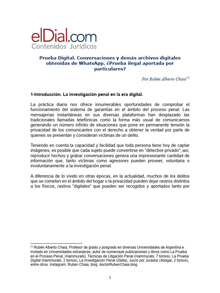 La Prueba Digital. Comentario | PDF | Regla de exclusión | Violación