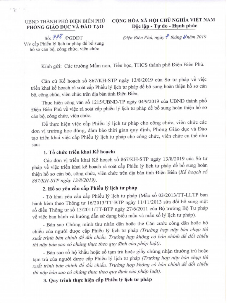 778 Câp Phieu Ly Lich Tu Phap de Bo Sung Ho So Can Bo Cong Chưc Vien Chuc | PDF