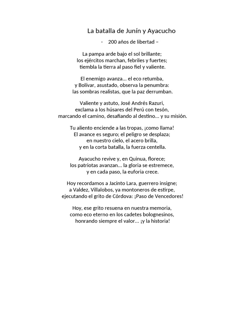 La Batalla de Junín y Ayacucho Final M | PDF