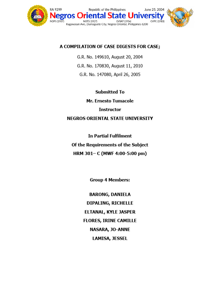 Group 4 - Word Digests On Case 8-10-024423 | PDF | Strike Action ...