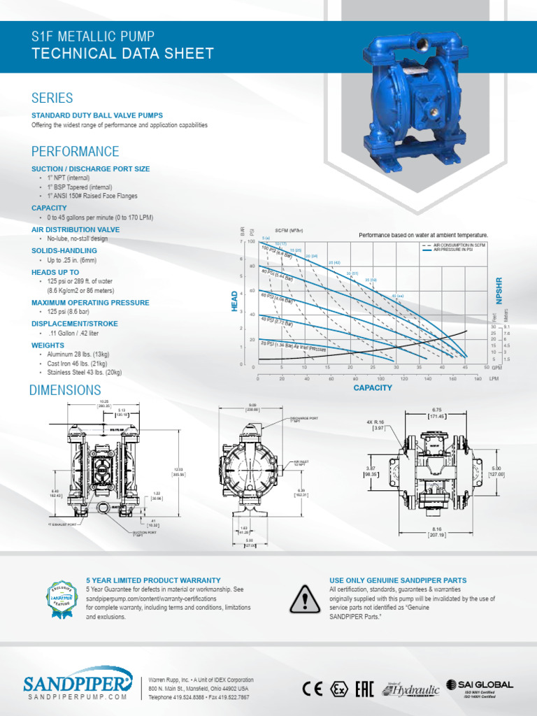 Industrial Pump Specifications | PDF | Thermoplastic | Chlorine