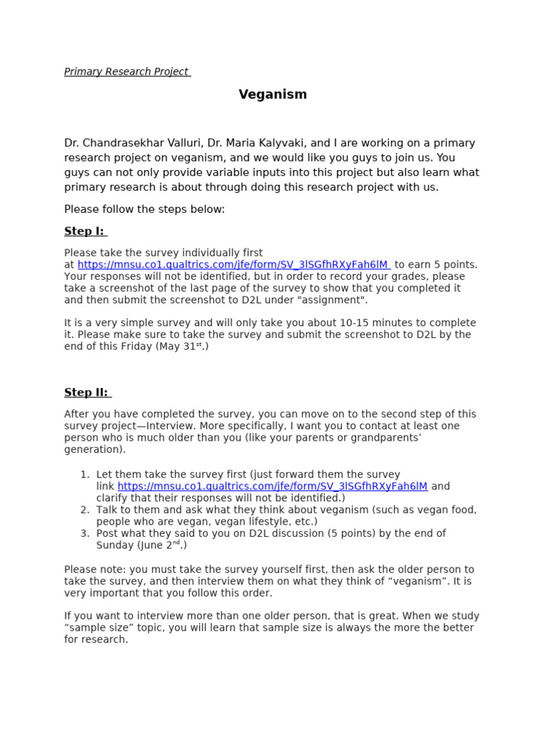 Veganism Research Project Guide | PDF