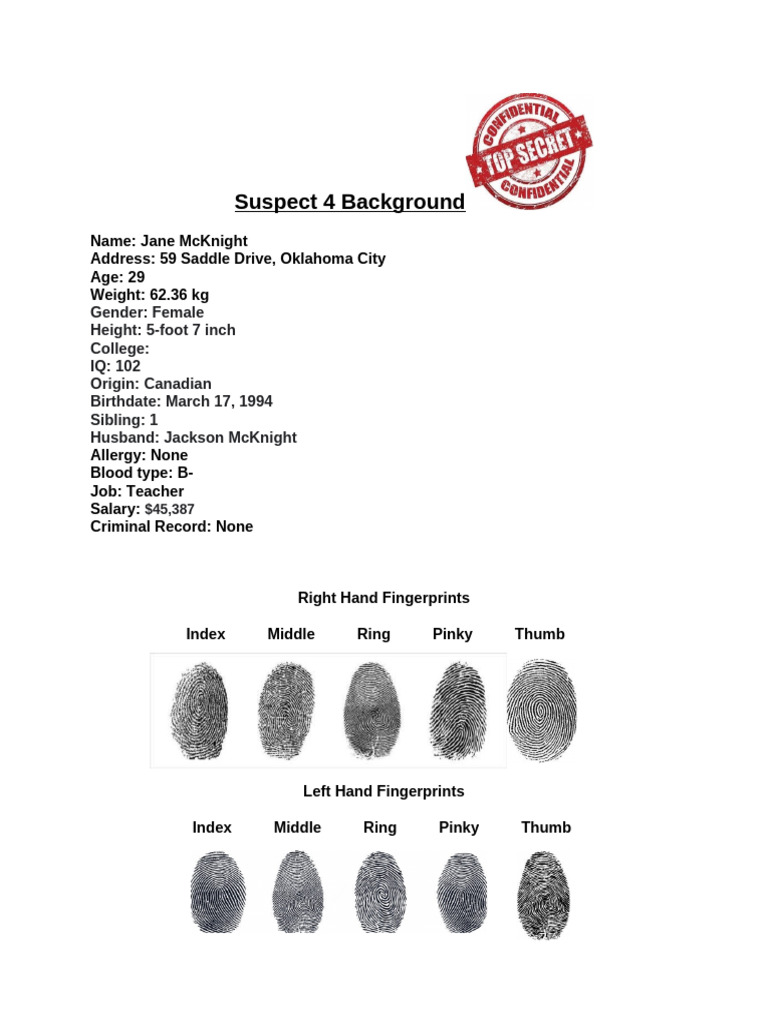 Suspect 4 Background | PDF