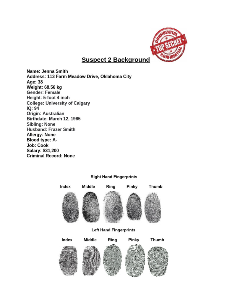 Suspect 2 Background | PDF