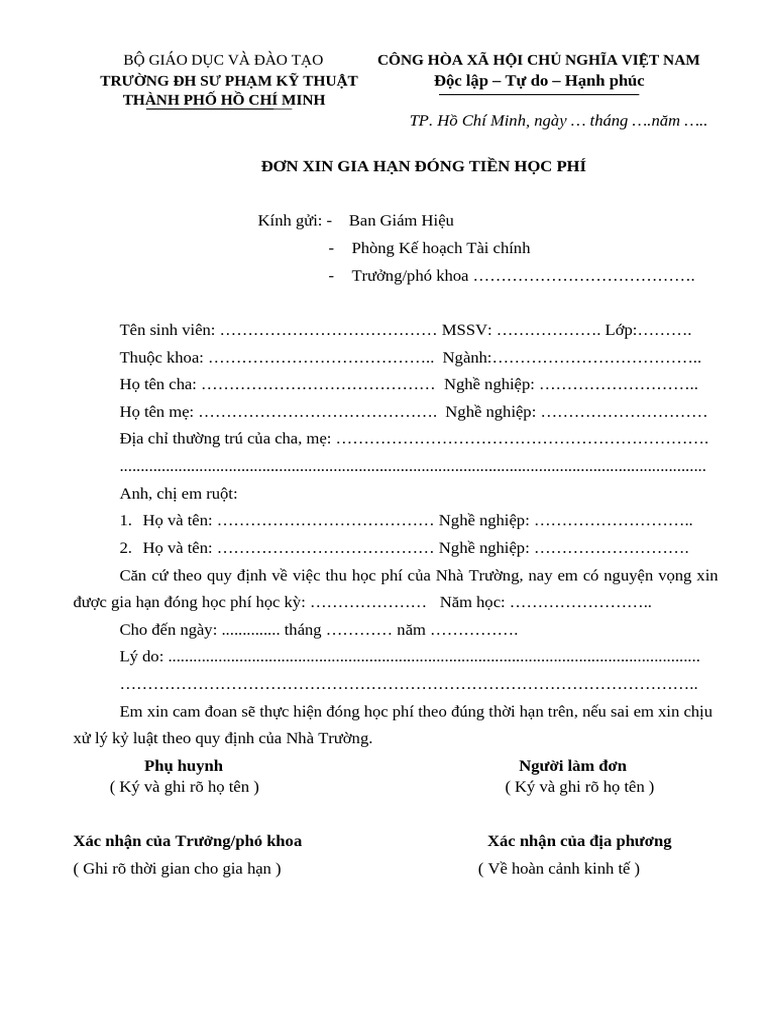 Don Xin Gia Han Hoc Phi Final | PDF