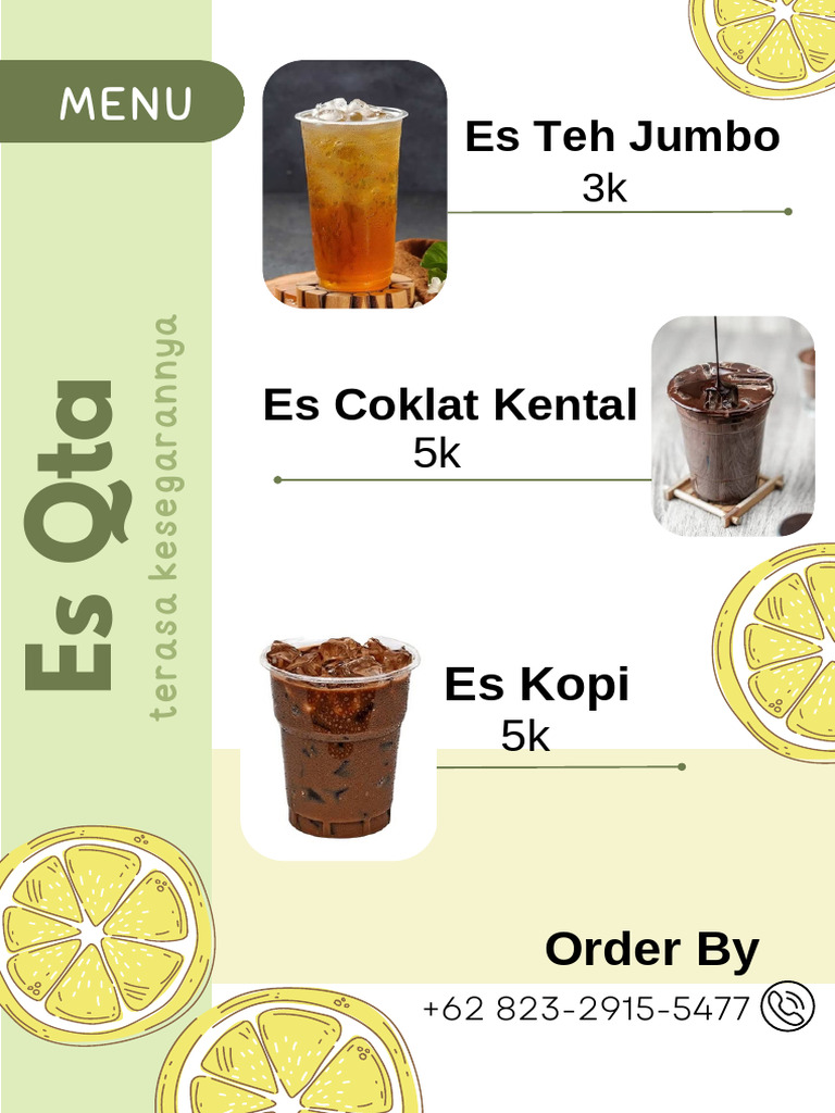 Menu Kafe Minuman Jus Buah Segar Kedai Foto PDF | PDF