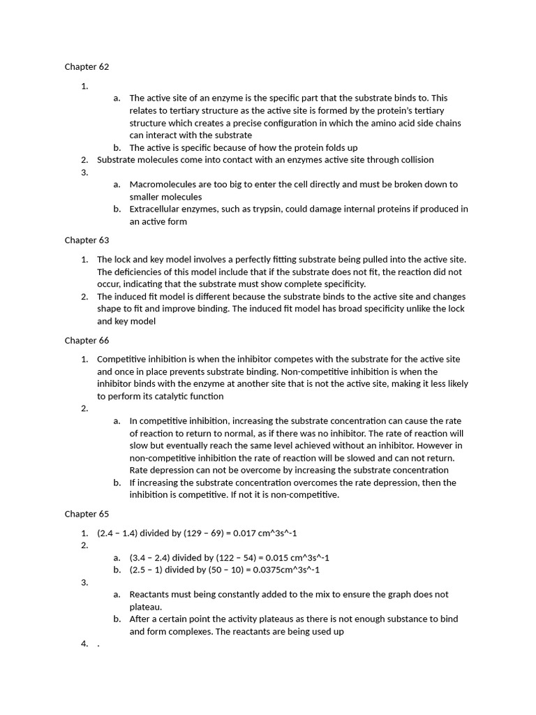 Biozone Questions - Enzymes | PDF | Active Site | Enzyme