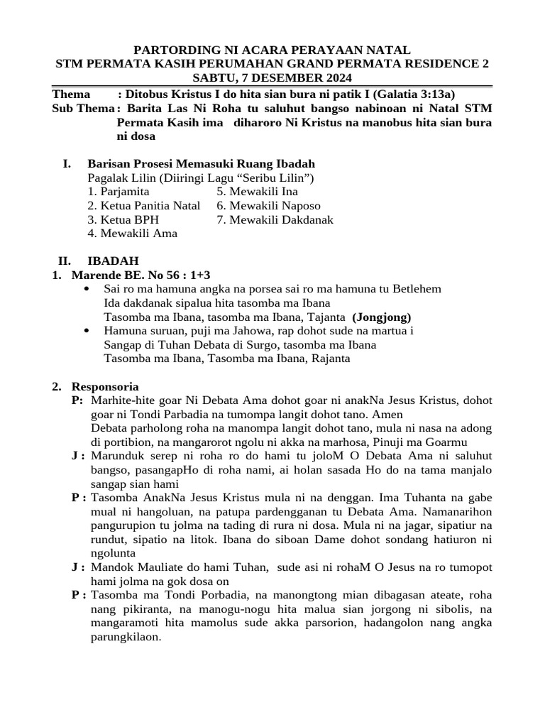IBADAH PERAYAAN NATAL STM | PDF