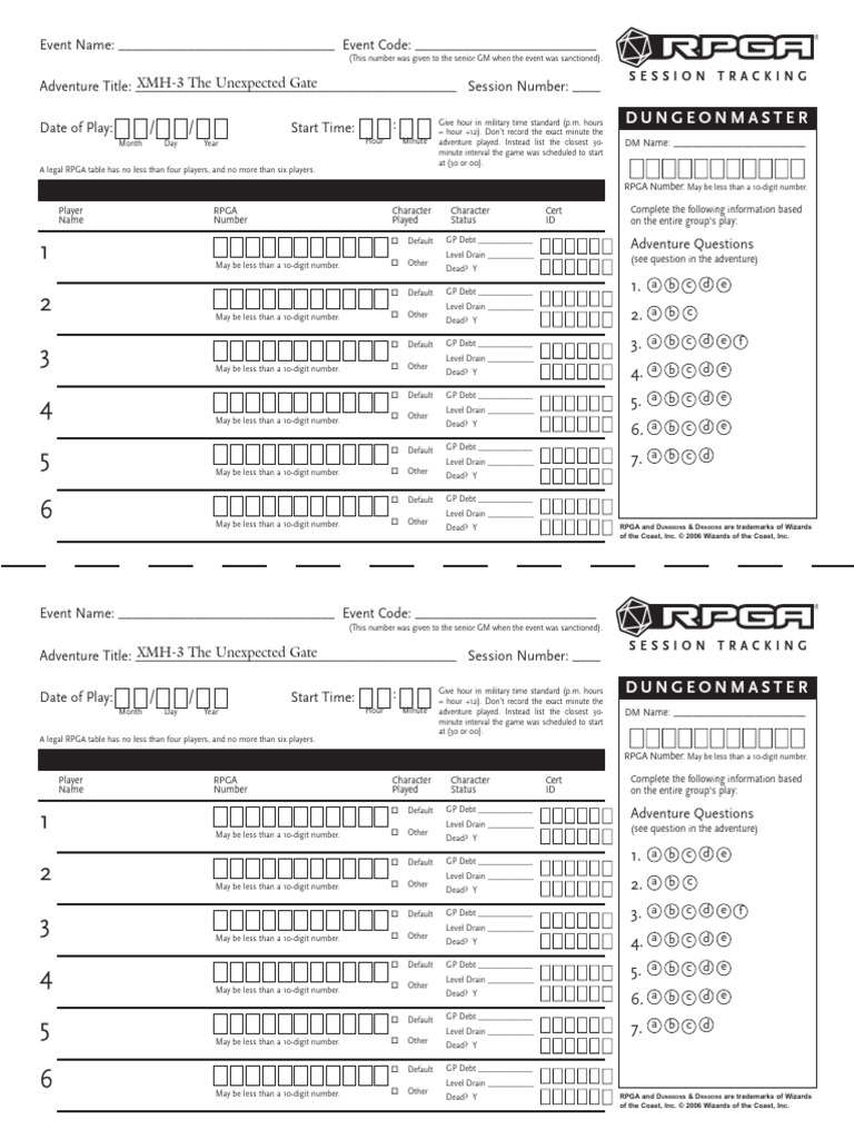 XMH-3 Adventure Session Tracker | PDF | Fantasy Role Playing Games ...