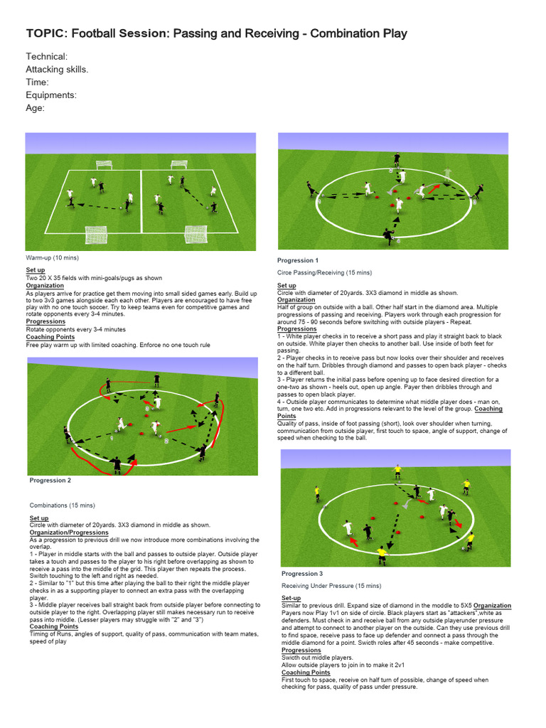 TOPIC Football Session Passing and Receiving Combination Play | PDF ...