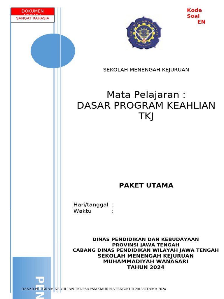 SOAL PSAJ Dasar Prog Keahlian TKJ | PDF