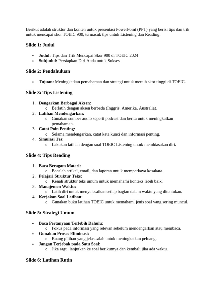 Berikut Adalah Struktur Dan Konten Untuk Presentasi PowerPoint1 | PDF