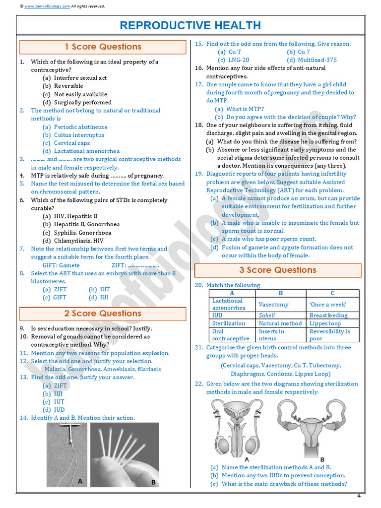 Reproductive Health - Sample Questions and Answers | PDF | Birth ...