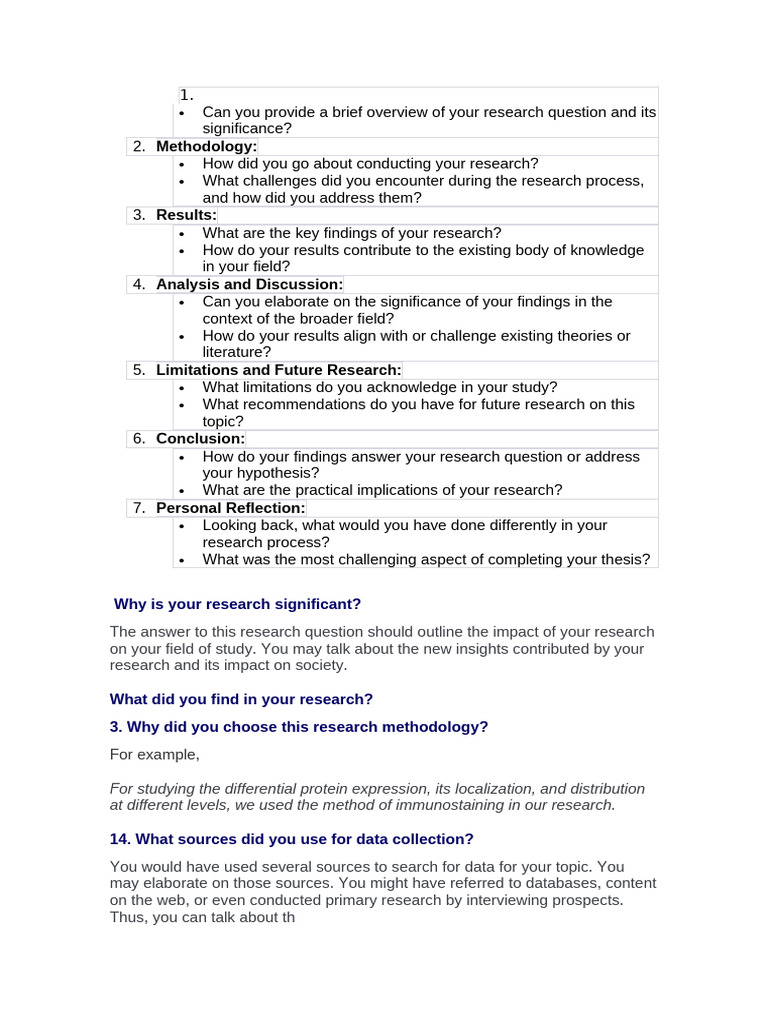 Questions For Thesis Defense 2023 | PDF | Methodology | Cognition
