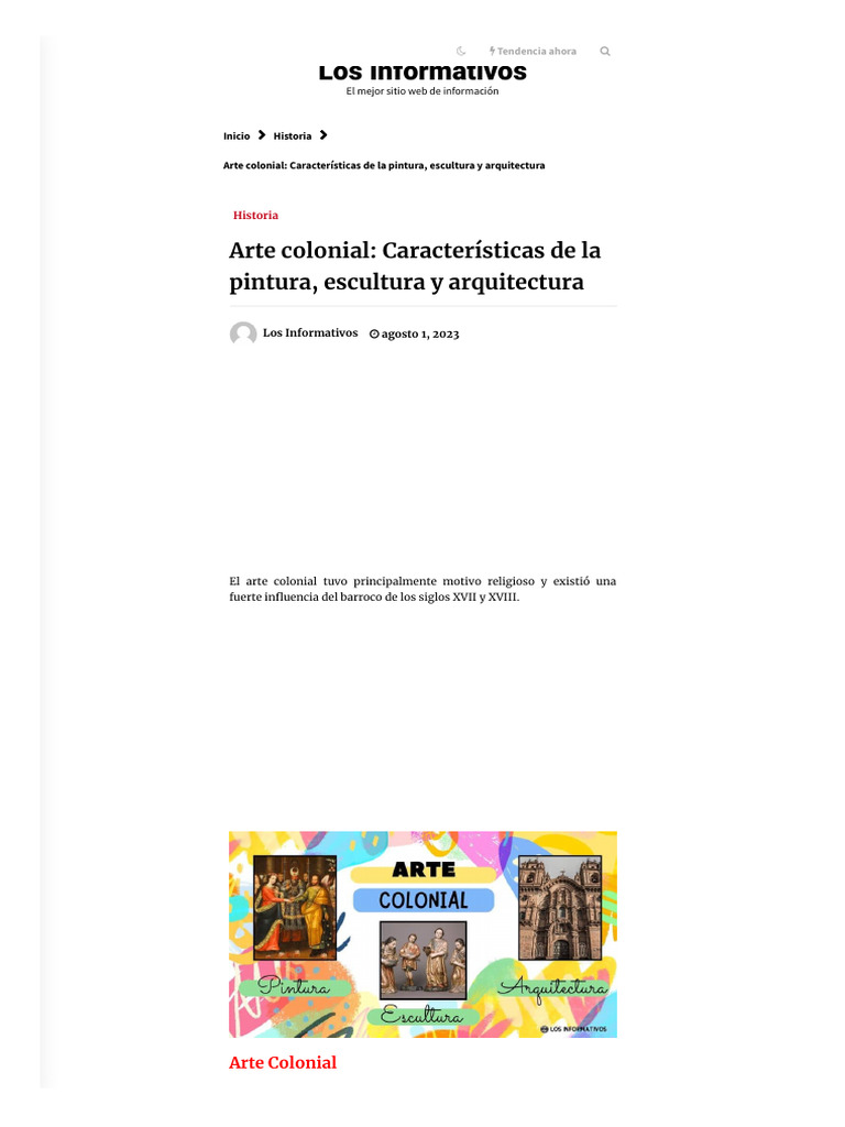 Arte Colonial - Características de La Pintura, Escultura y Arquitectura ...