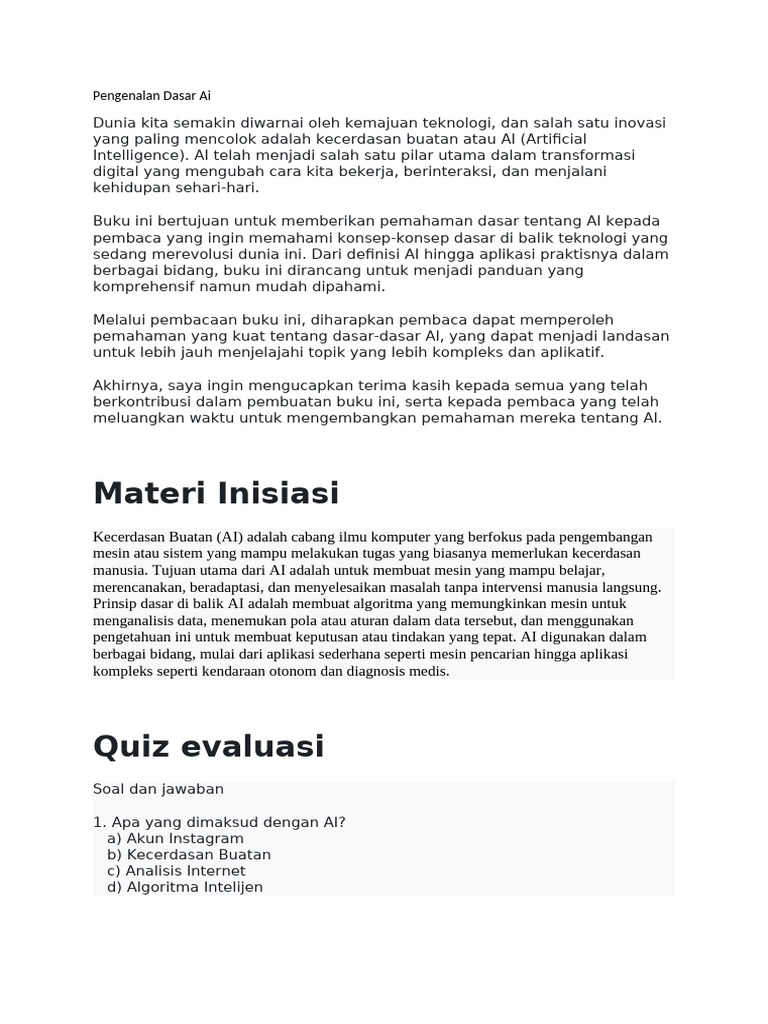 Pengenalan Dasar Ai | PDF