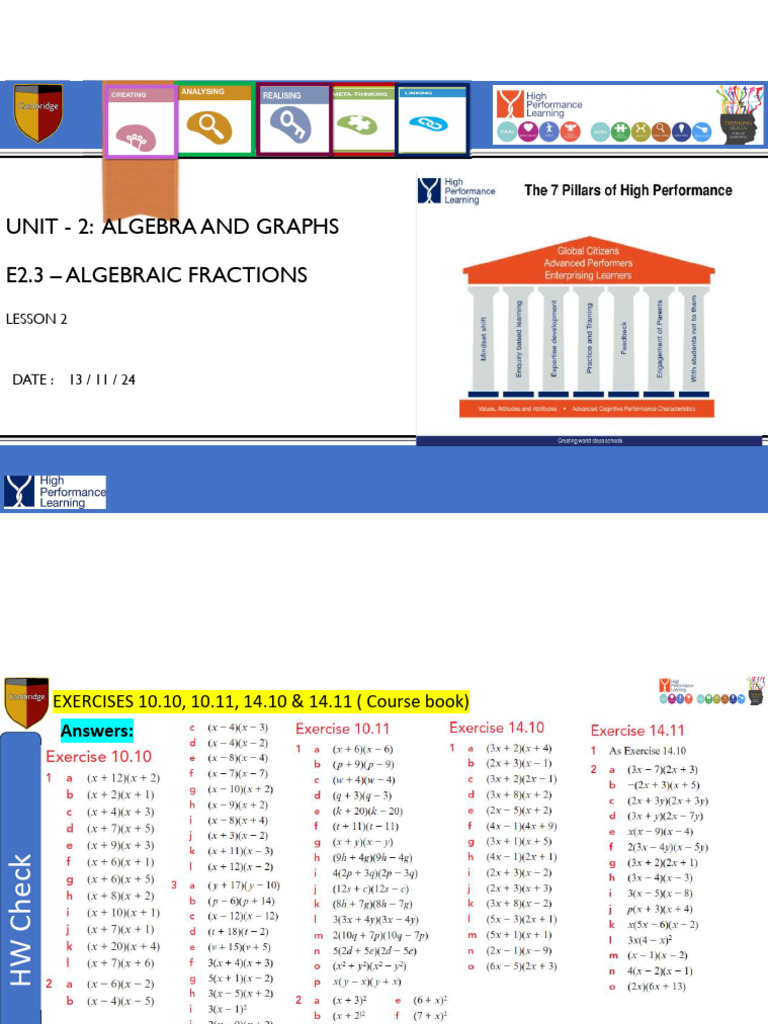WB 11.11.24 - E2.3 Algebraic Fractions | PDF | Factorization ...