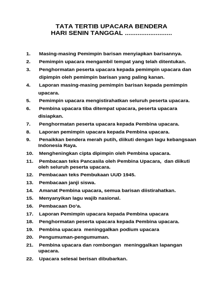 Tata Tertib Upacara Bendera | PDF