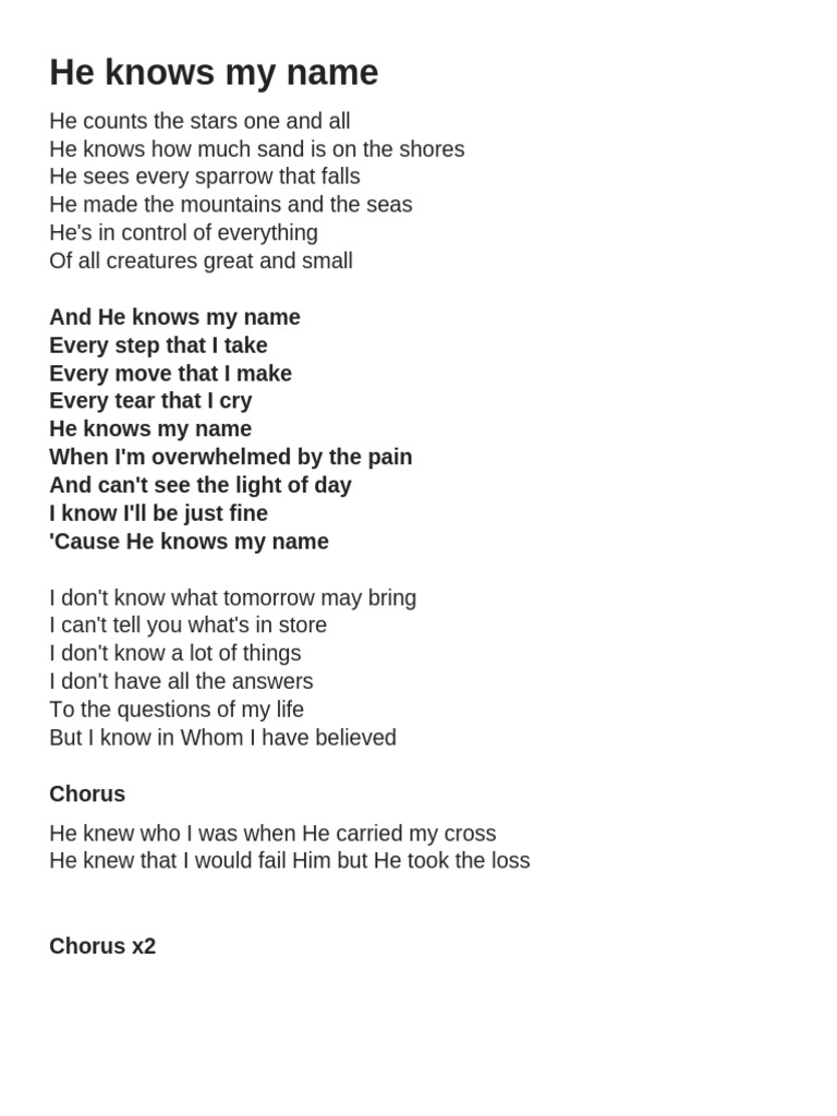 He Knows My Name | PDF