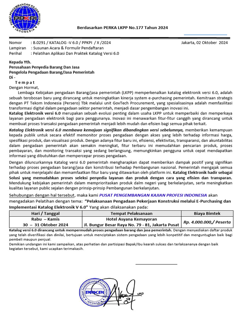 PPKPI - Bimtek Implementasi Ekatalog Elektronik Versi 6.0 Terbaru (2024 ...