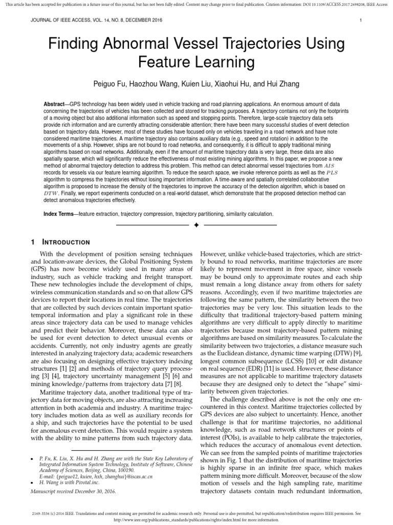 Finding Abnormal Vessel Trajectories Using Feature | PDF | Data ...