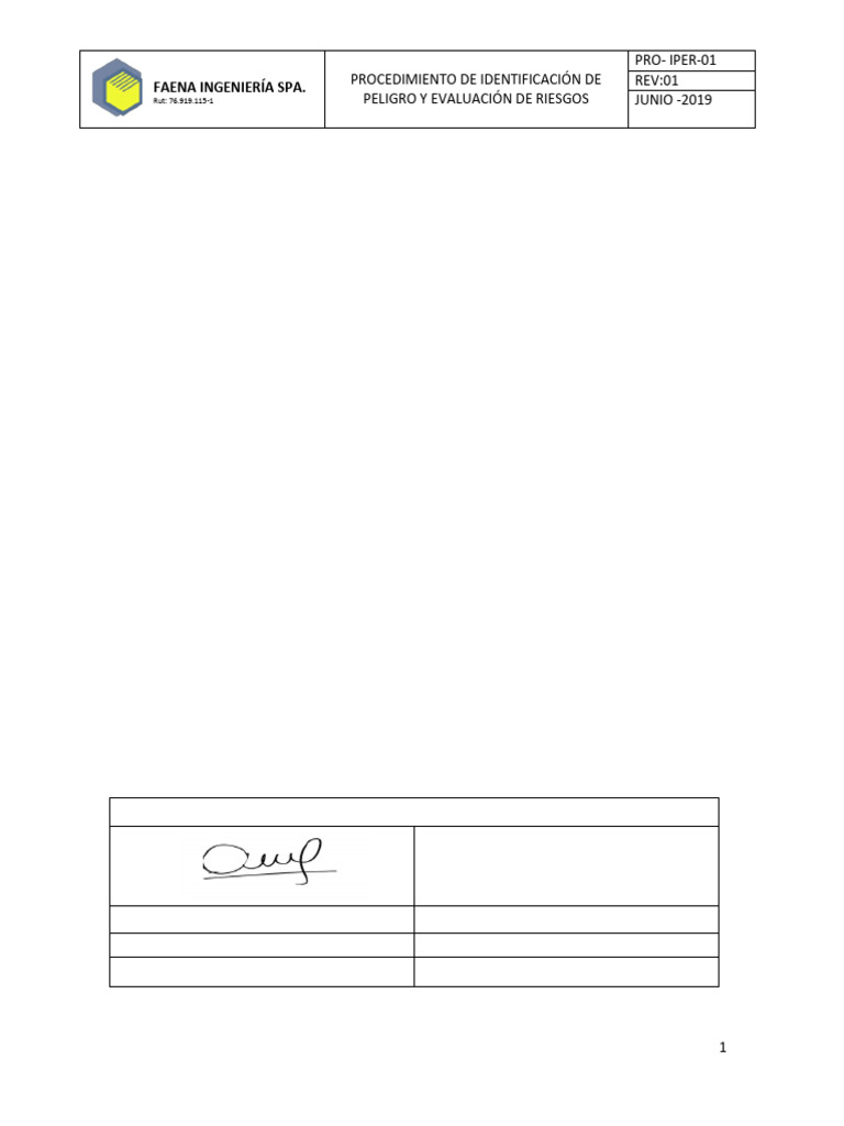 Procedimiento Miper - 001 | PDF | Riesgo | Valores