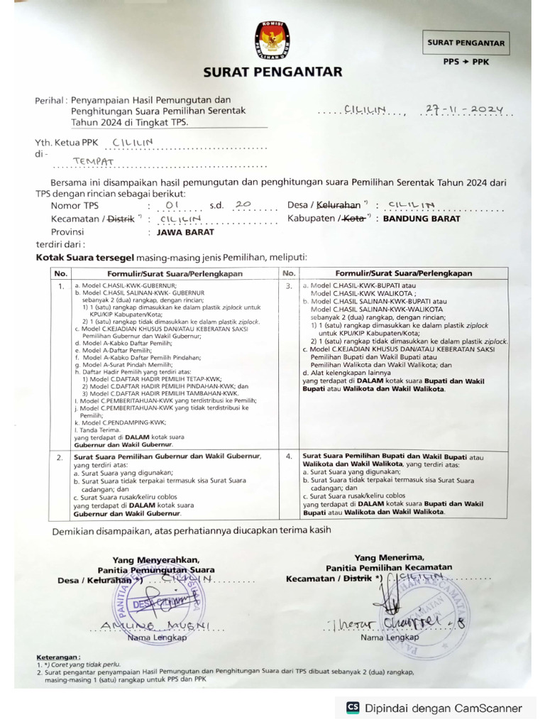 SURAT PENGANTAR PPS KE PPK_CILILIN | PDF