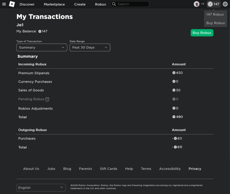 My Transactions - Roblox | PDF
