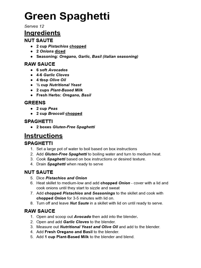 Green-Spaghetti-Recipe | PDF