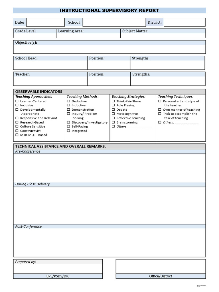 Instructional Supervisory Report | PDF