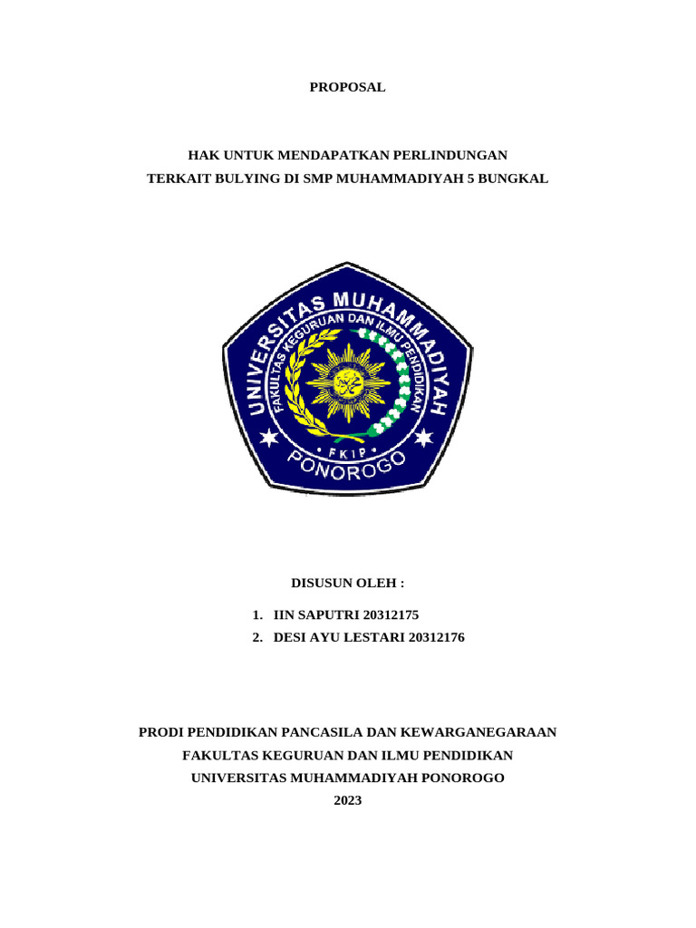 Proposal Bulying SMPM Bungkal | PDF