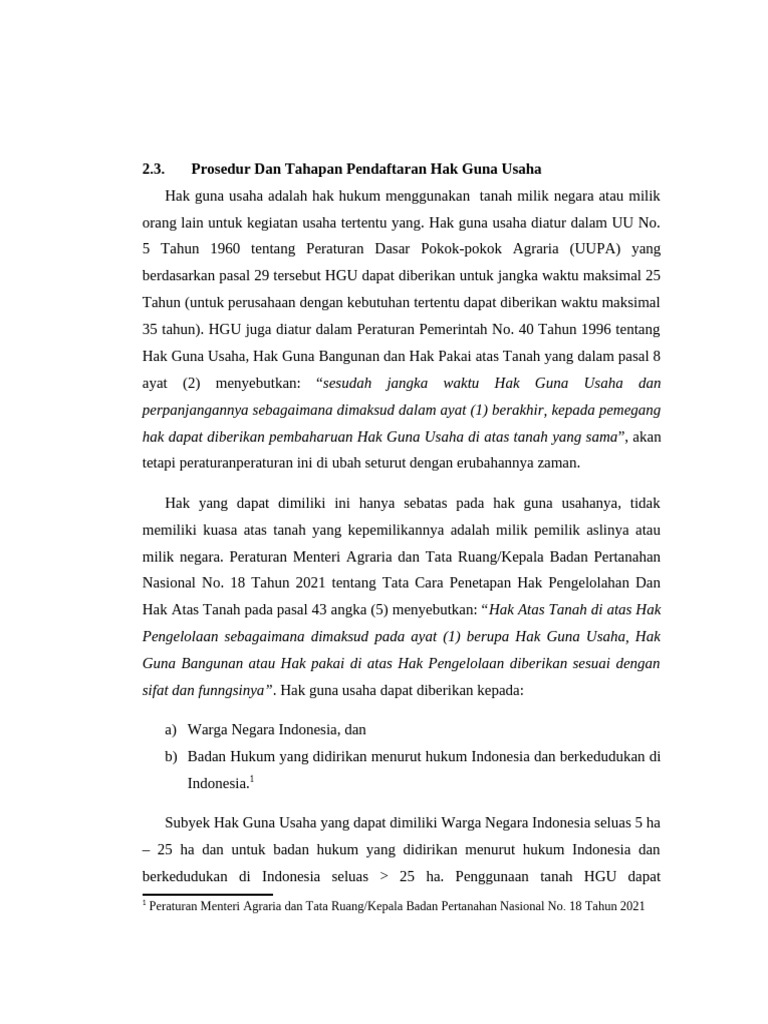 Prosedur Dan Tahapan Pendaftaran Hak Guna Usaha - 114653 | PDF