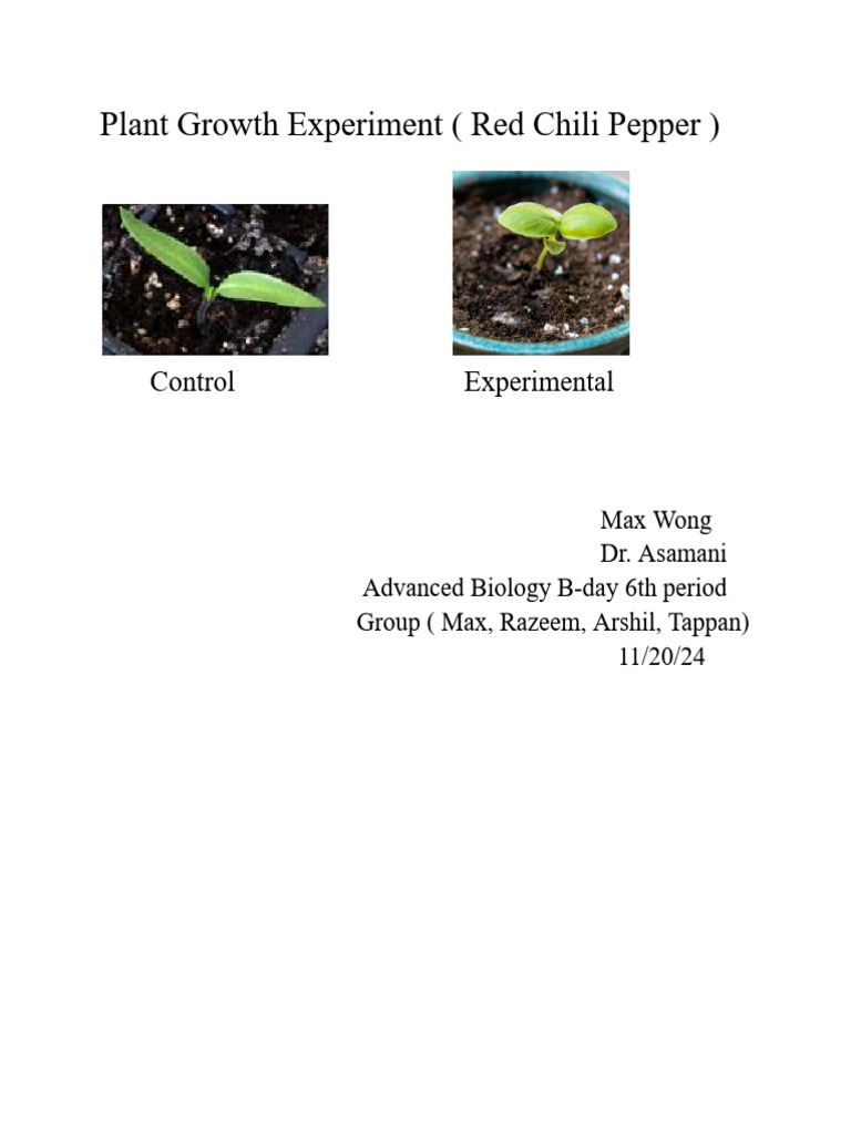 Student Plant Growth Study | PDF | Plants | Water