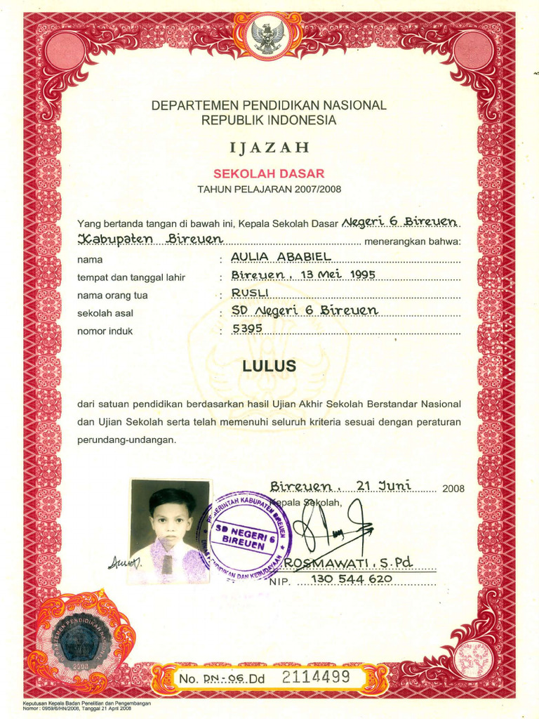 IJAZAH SD | PDF