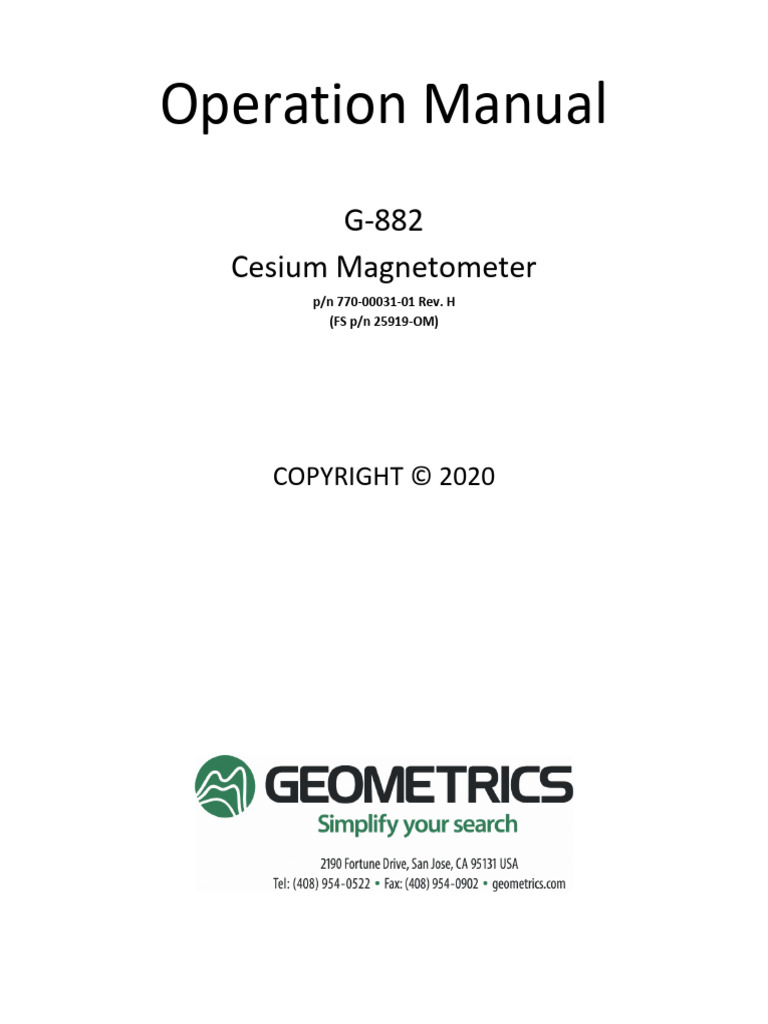770 00031 01 - H Operational Manual G 882 1 | PDF | Magnetometer ...
