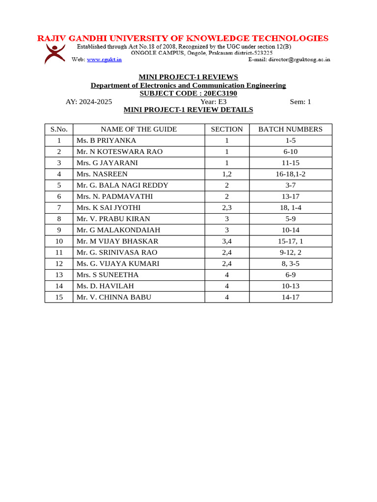 AY24-25 O20 MP-1 REVIEW SCHEDULE | PDF