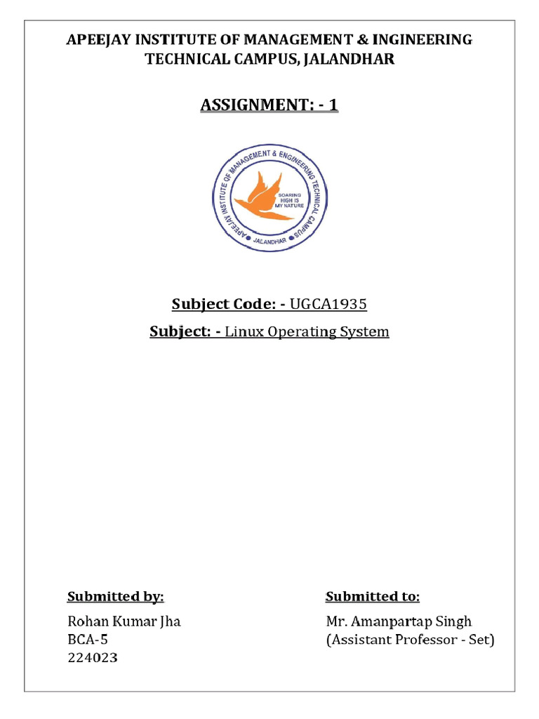 Linux OS Assignment 1 | PDF