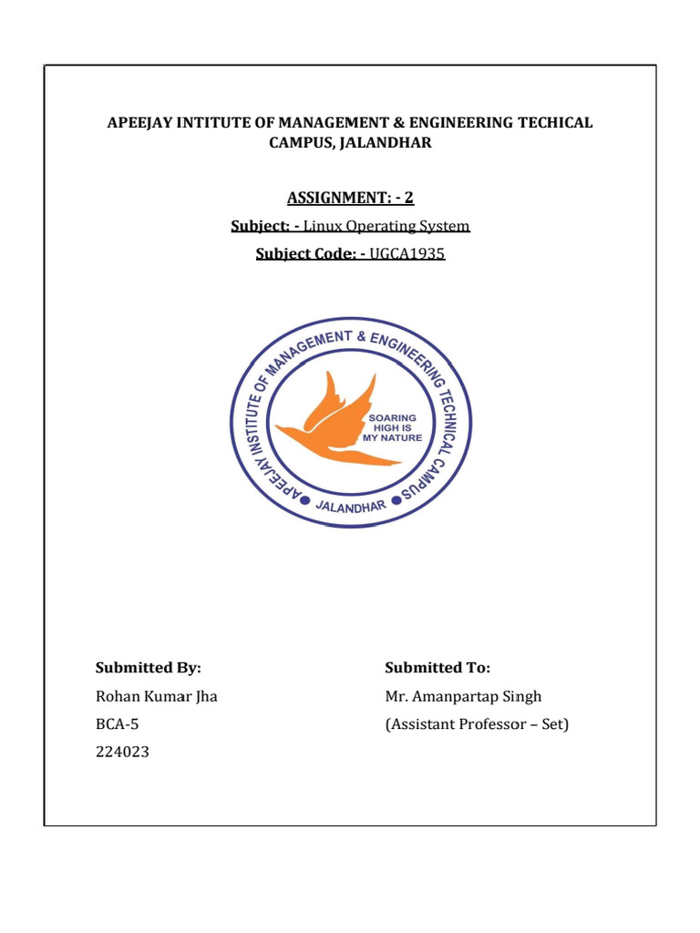 Assignment 2 Linux Operating System | PDF