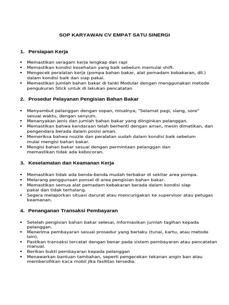SOP Empat Satu Sinergi 2 | PDF