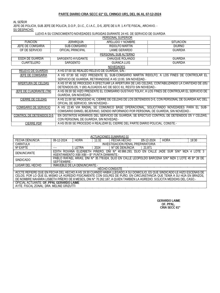 Parte Secc 61 Del 06 Al 07-12-2024 | PDF