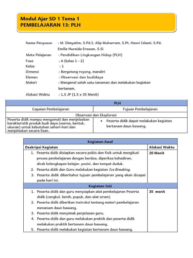 Contoh Modul Ajar BBA SAB | PDF