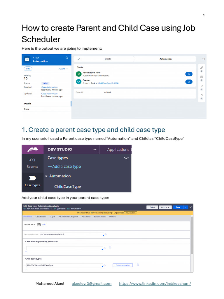 Create Parent and Child Case Using Job Scheduler Pega | PDF