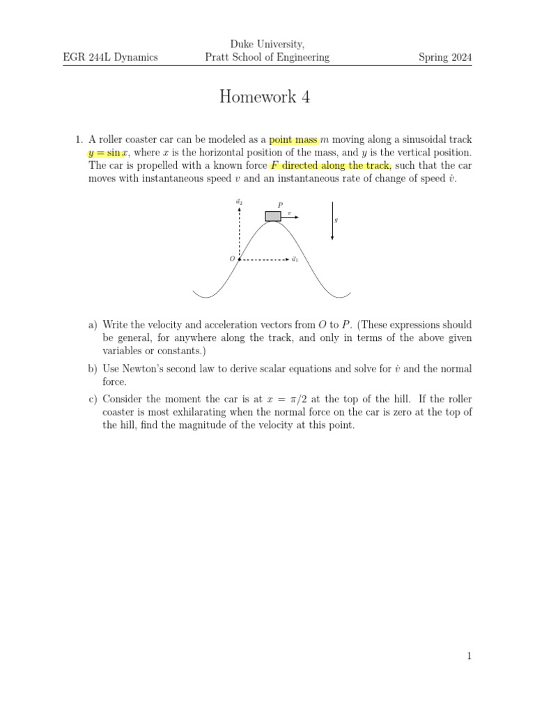 Dynamics Homework (3) | PDF | Acceleration | Force