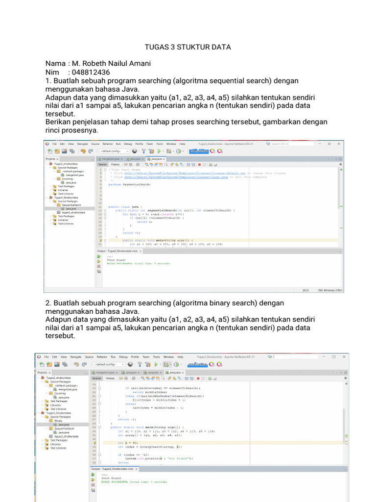 Algoritma Pencarian Java: Sequential & Binary | PDF