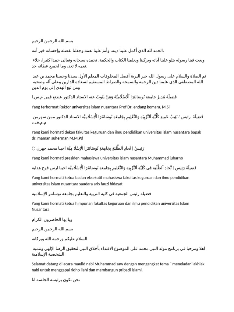 Teks MC Maulid | PDF