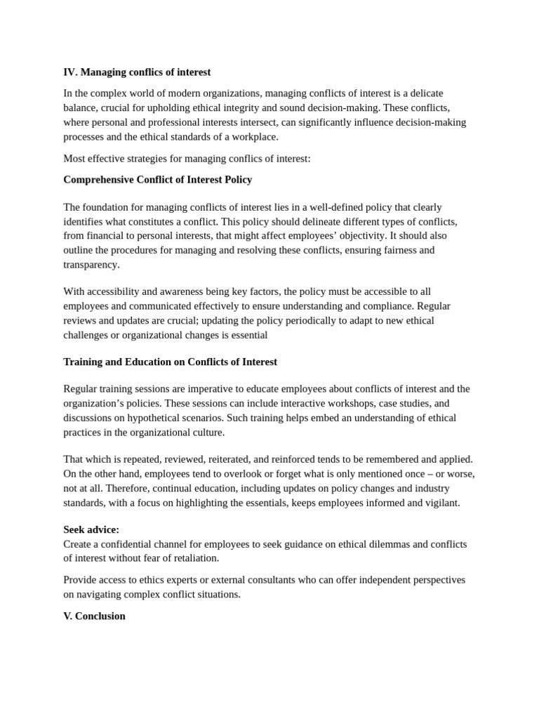 Managing Conflicts of Interest | PDF | Conflict Of Interest | Policy
