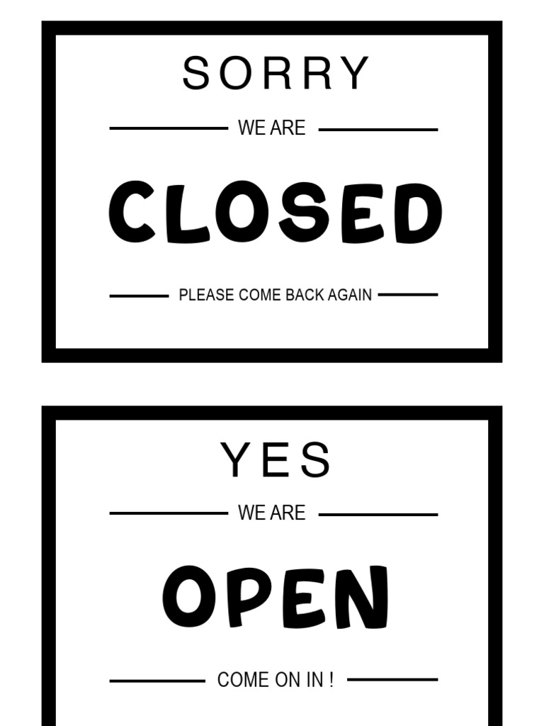 Store Hours: Closed and Open Signs | PDF