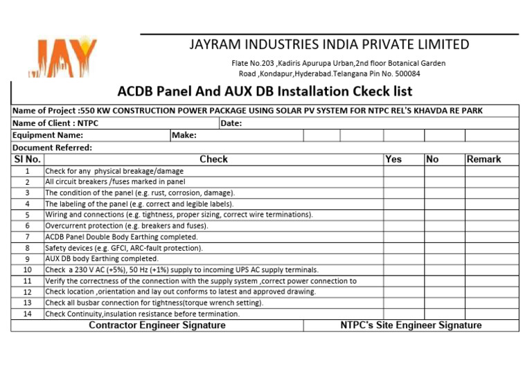 ACDB and AUX DB Installation Check List | PDF