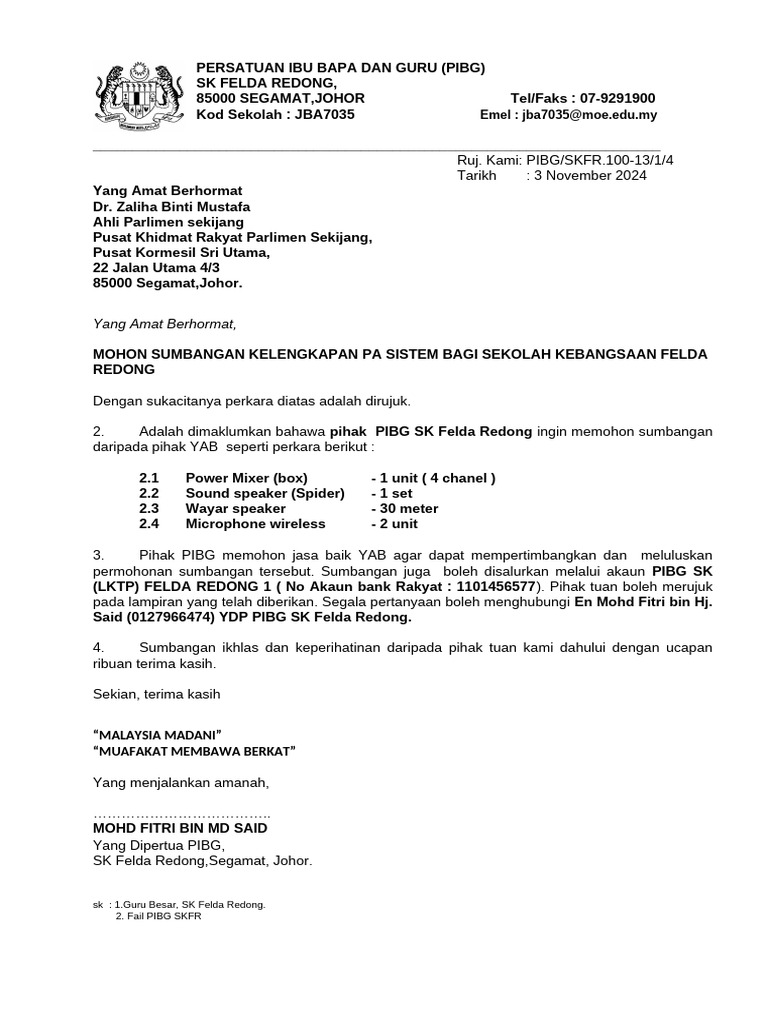PERSATUAN IBU BAPA DAN GURU Pa Sistem Redong | PDF